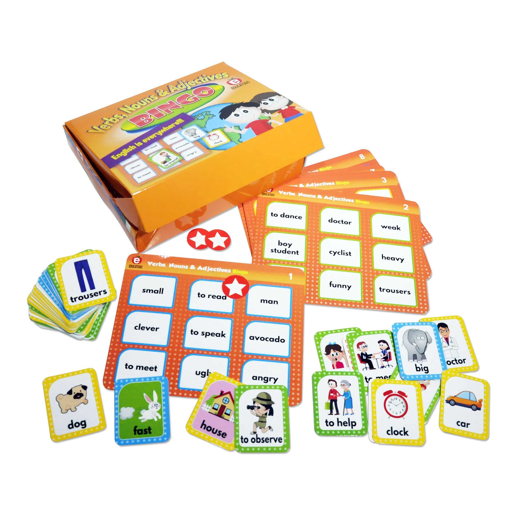 Verbs, Nouns & Adjectives Bingo — Educatodo